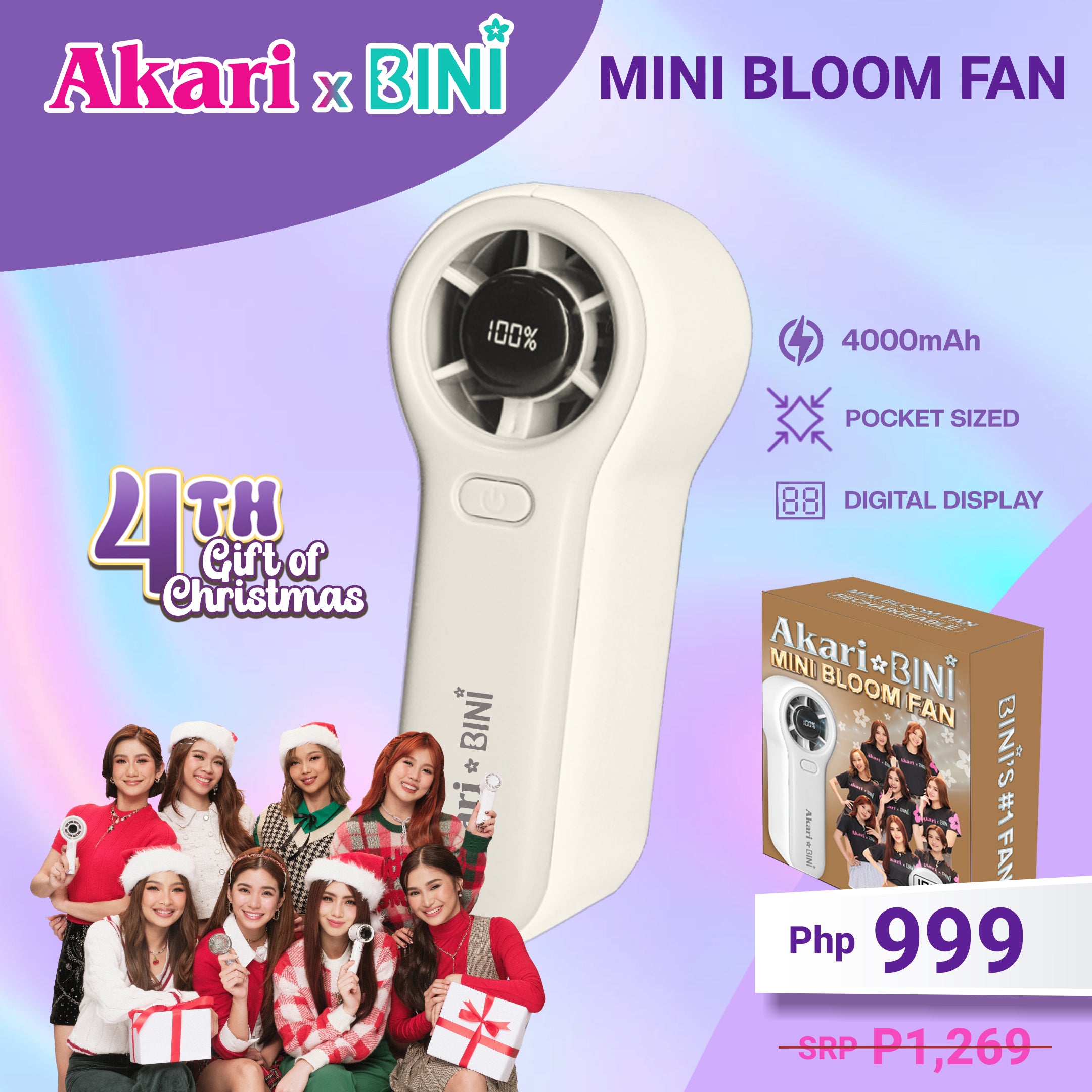 Akari X Bini: Akari Mini Bloom Fan- White | Lighthub.Store