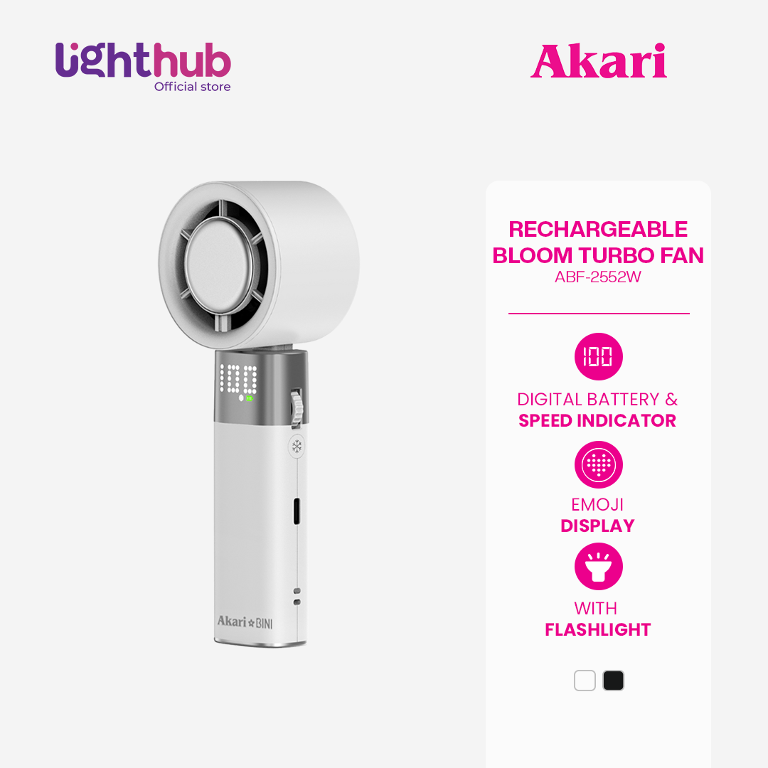 Akari X Bini : Akari Rechargeable Bloom Turbo Fan (ABF-2552W) White ...