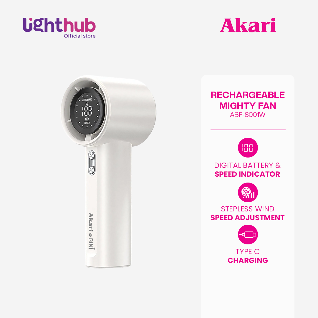 Akari X Bini : Akari Rechargeable Mighty Fan(ABF-S001W) White ...