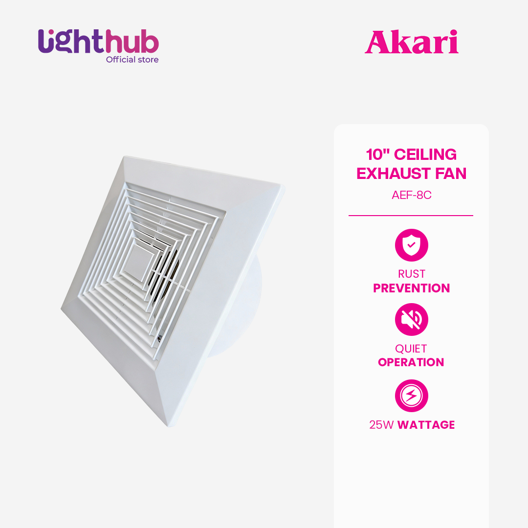 Akari 10" Ceiling Exhaust Fan Square (AEF-10C) | Lighthub.Store