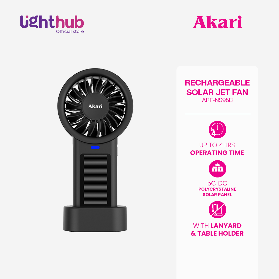 Akari Rechargeable Solar Jet Fan (ARF-NS95B) | Lighthub.Store