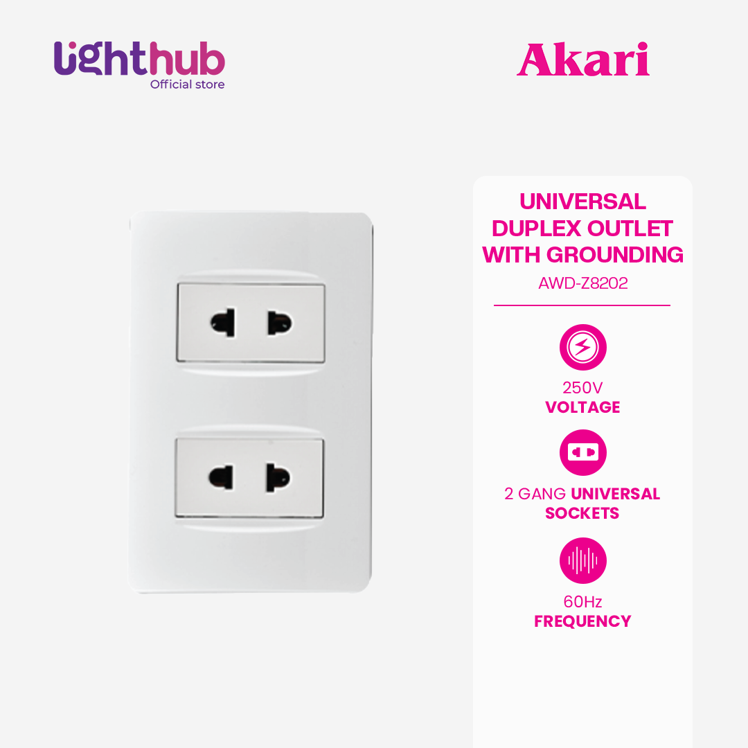 Akari 2 Gang 2 Pin Universal Outlet (AWD-Z8202) | Lighthub.Store