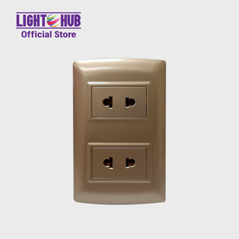 Akari 2 Gang Universal Outlet Gold (AWD-201GI) | Lighthub.Store