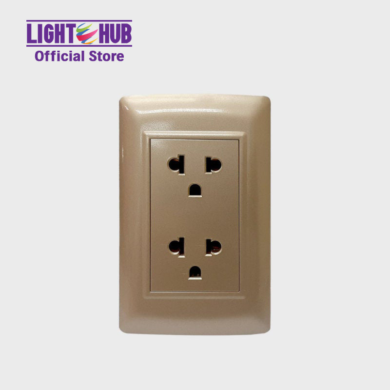 Akari Duplex Universal Ground Outlet Gold (AWD-202GI) | Lighthub.Store