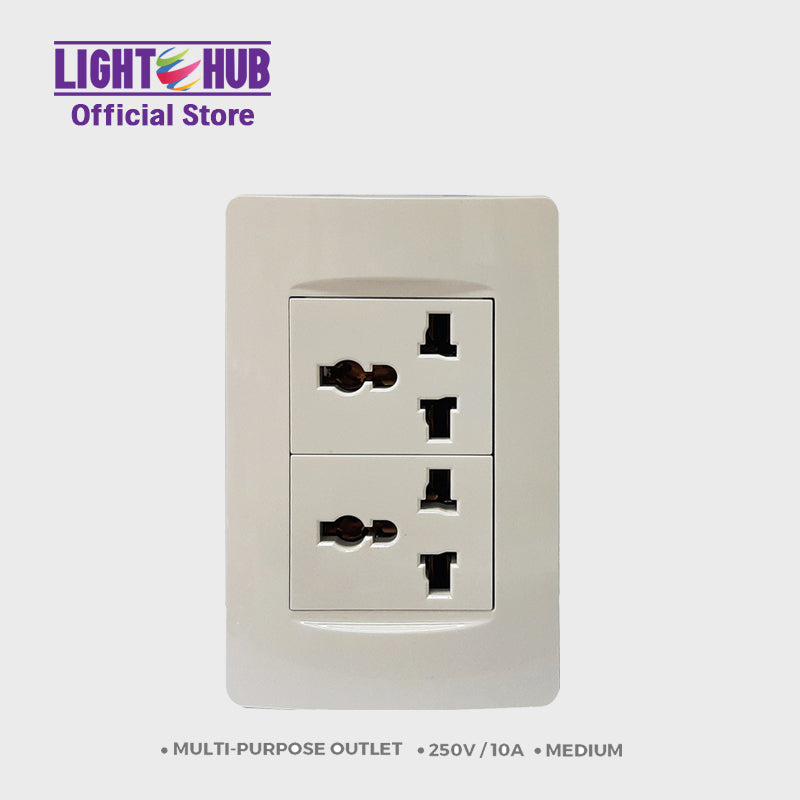 Akari 2 Gang Multi-Purpose Outlet White (AWD-Z8204) | Lighthub.Store